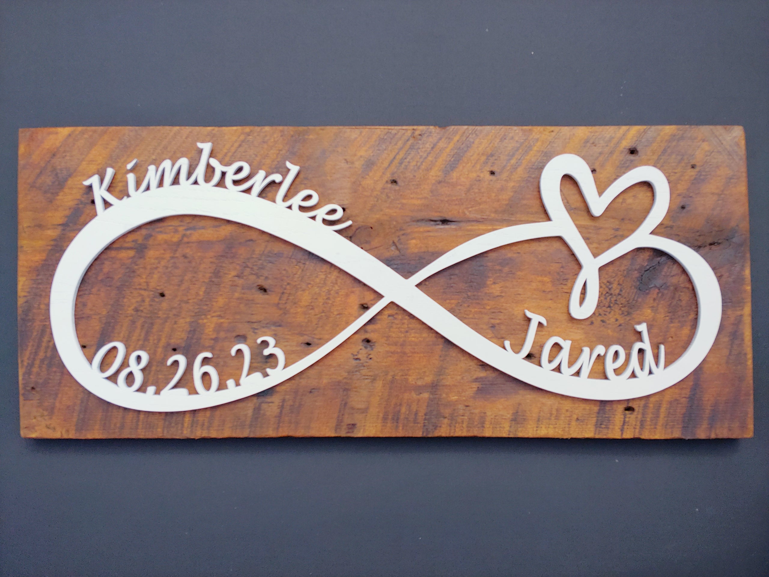 Custom Wooden Infinity Heart Wedding Sign | Days River Rustic Gifts